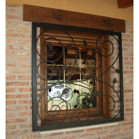 REJA FLORAL NEGRA FORJA